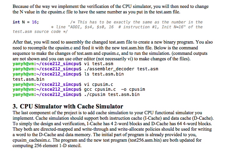 A CPU Simulator In this project, you will write a | Chegg.com