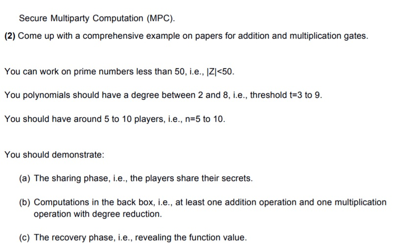 Secure Multiparty Computation (MPC). (2) Come up with | Chegg.com