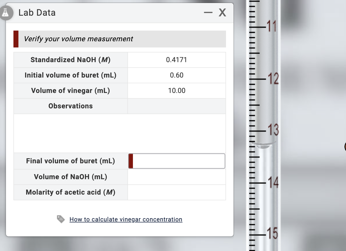 Solved Lab DataFinal volume of buret (mL)Volume of NaOH | Chegg.com