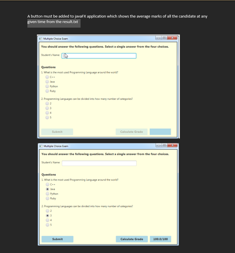Solved Hi, can you please Write a JavaFx application which | Chegg.com