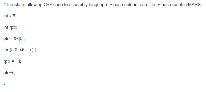 Solved Translate Following C Code To Assembly Language 