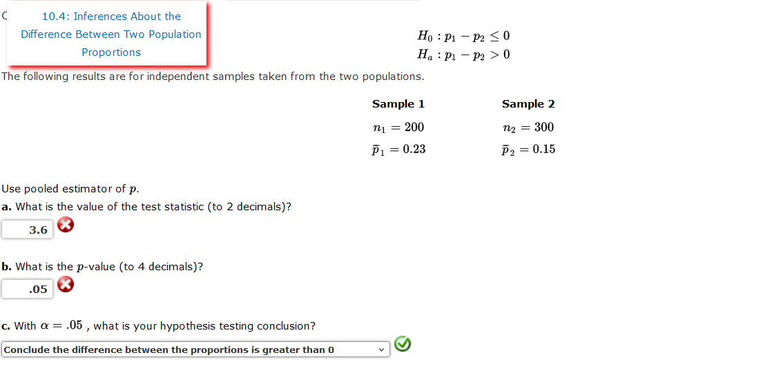 Solved 10.4: Inferences About theDifference Between Two | Chegg.com