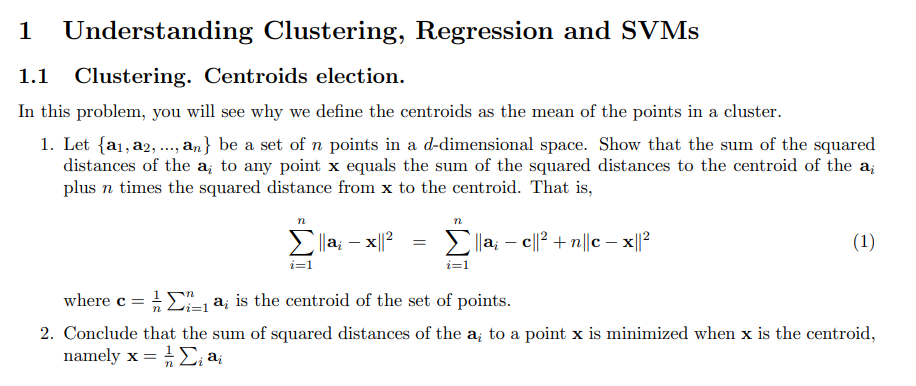 Solved Clustering & centroid problem. Solve problem #2 | Chegg.com