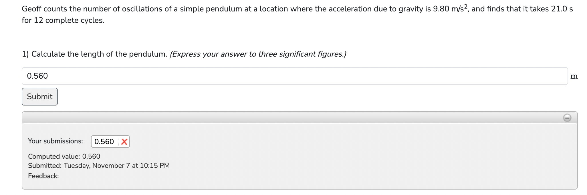 Solved Geoff counts the number of oscillations of a simple | Chegg.com
