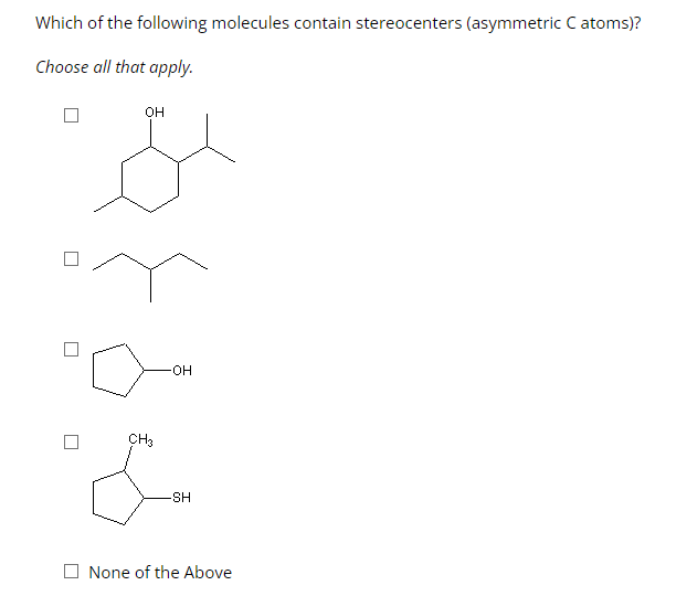 Solved Which of the following molecules contain | Chegg.com