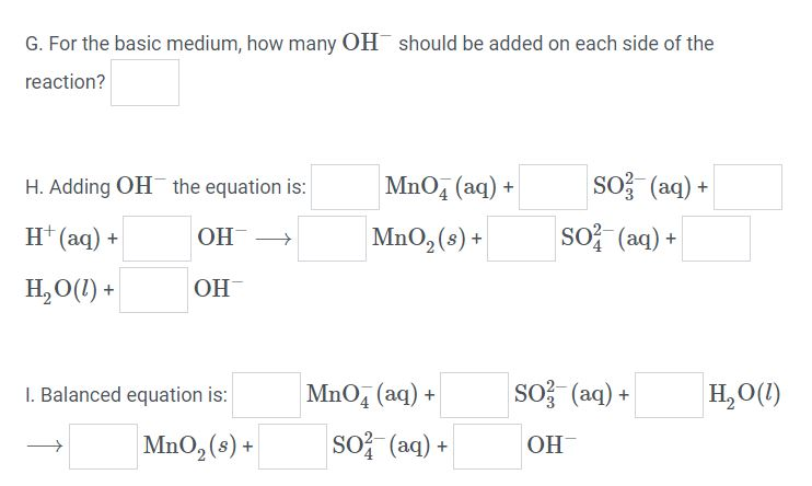 Solved G. For the basic medium, how many OH should be added | Chegg.com