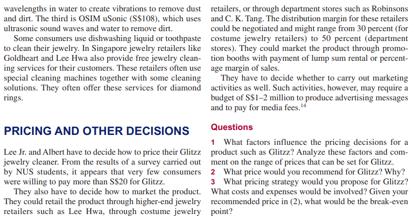 Solved case D-14 Glitzz: Devising a Pricing Strategy | Chegg.com