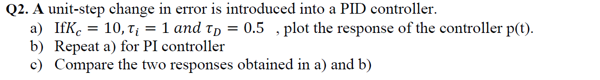 Solved Q2. A unit-step change in error is introduced into a | Chegg.com