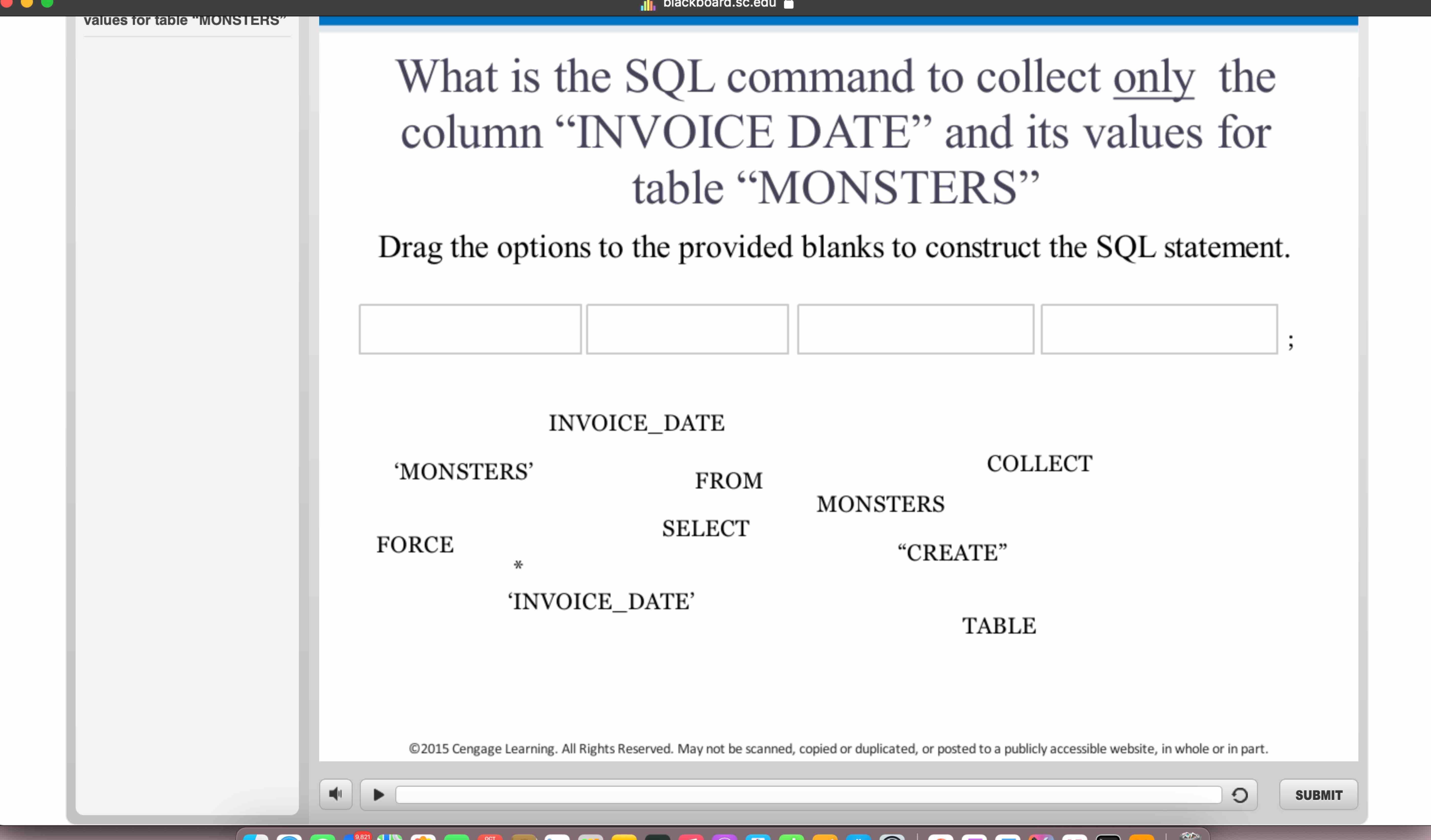 what is the sql command to collect only the column | Chegg.com