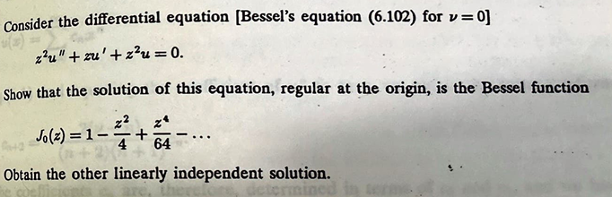 Solved Consider the differential equation [Bessel's equation | Chegg.com