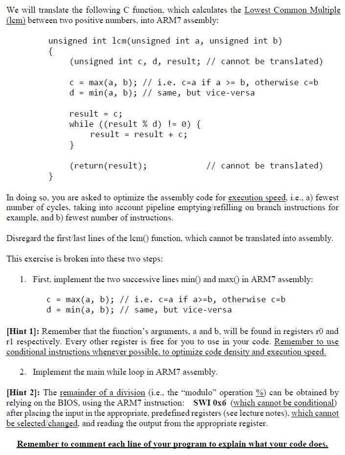Solved We Will Translate The Following C Function Which 4599