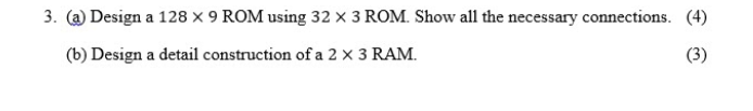 Solved 3. (a) Design a 128 X 9 ROM using 32 X 3 ROM. Show | Chegg.com
