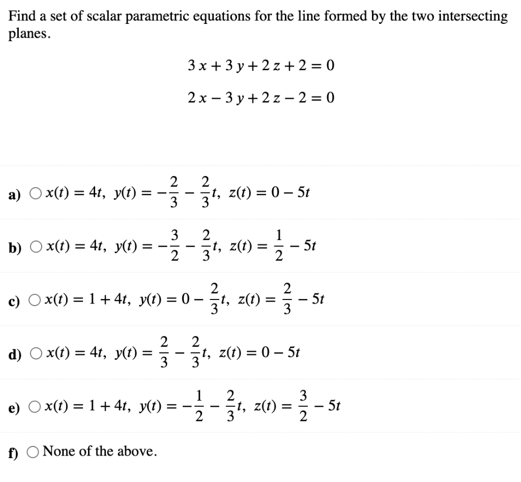 Solved Find a set of scalar parametric equations for the | Chegg.com