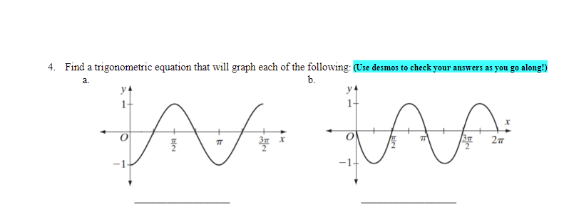 Solved 4. Find a trigonometric equation that will graph each | Chegg.com