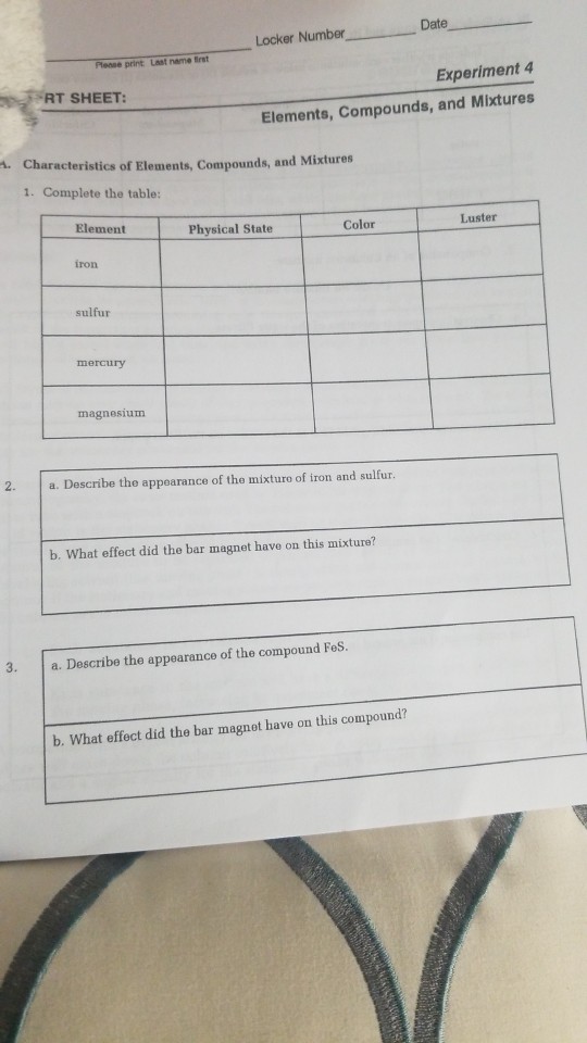 Solved Date Locker Number Plense print Lest name fret RT | Chegg.com