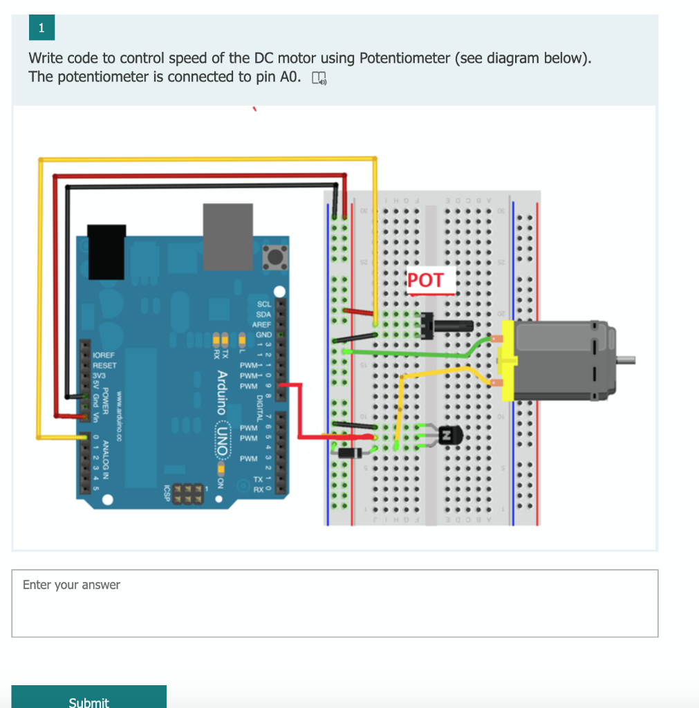 Solved Write code to control speed of the DC motor using | Chegg.com