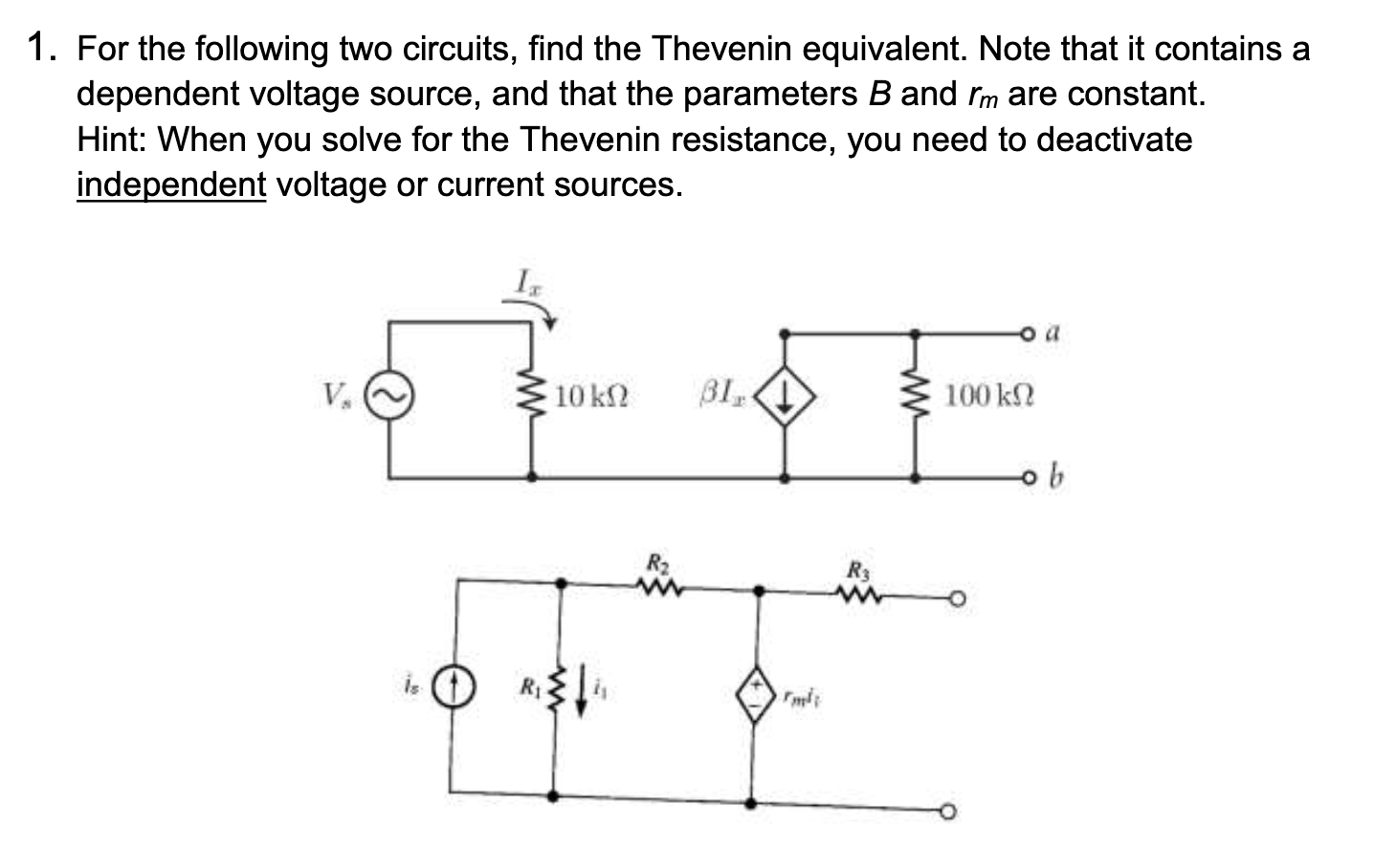 Solved For the following two circuits, find the Thevenin | Chegg.com