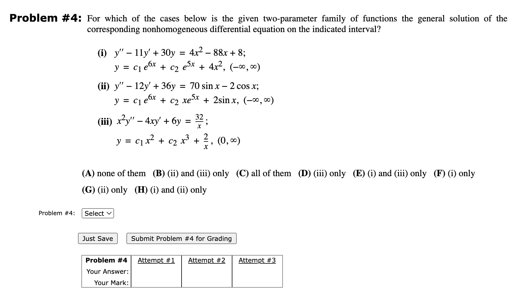 Solved Dlem \#4: For which of the cases below is the given | Chegg.com