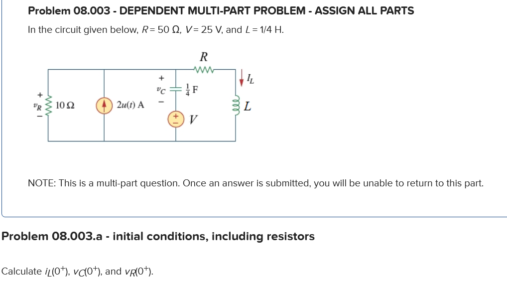 Solved Problem 08.003 - DEPENDENT MULTI-PART PROBLEM - | Chegg.com