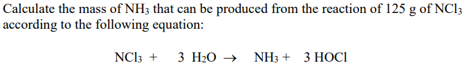 Solved Calculate the mass of NH3 that can be produced from | Chegg.com