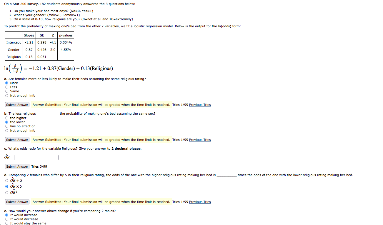 Solved On a Stat 200 survey, 182 students anonymously | Chegg.com