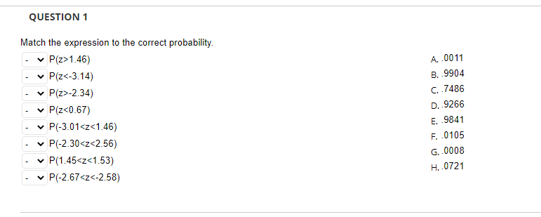 Solved QUESTION 1 Match the expression to the correct | Chegg.com