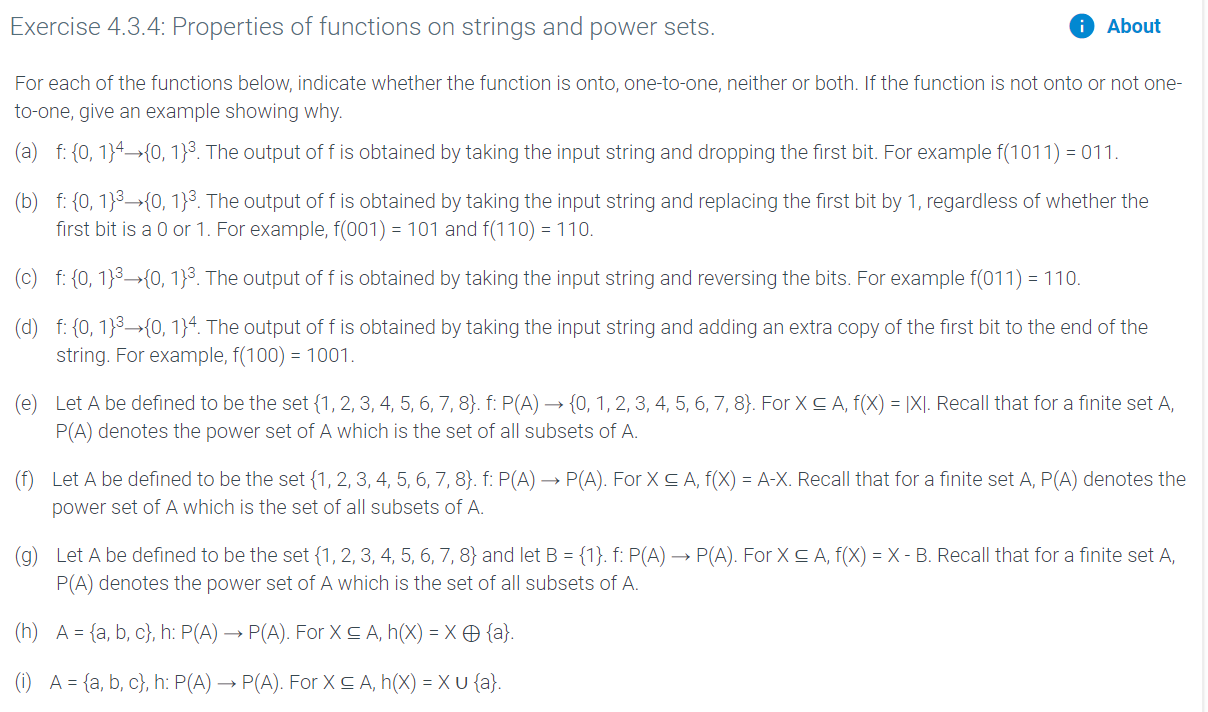 Solved Exercise 4.3.4: Properties of functions on strings | Chegg.com