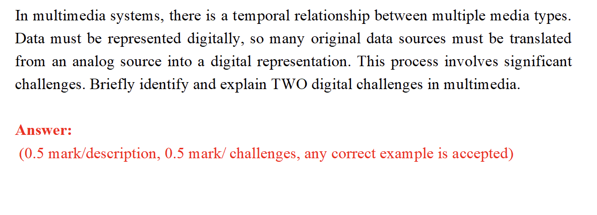 Solved In multimedia systems, there is a temporal | Chegg.com