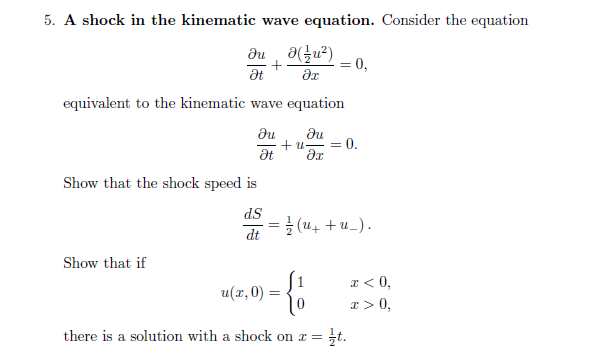 shock in the kinen equivalent to the kinematic wave | Chegg.com