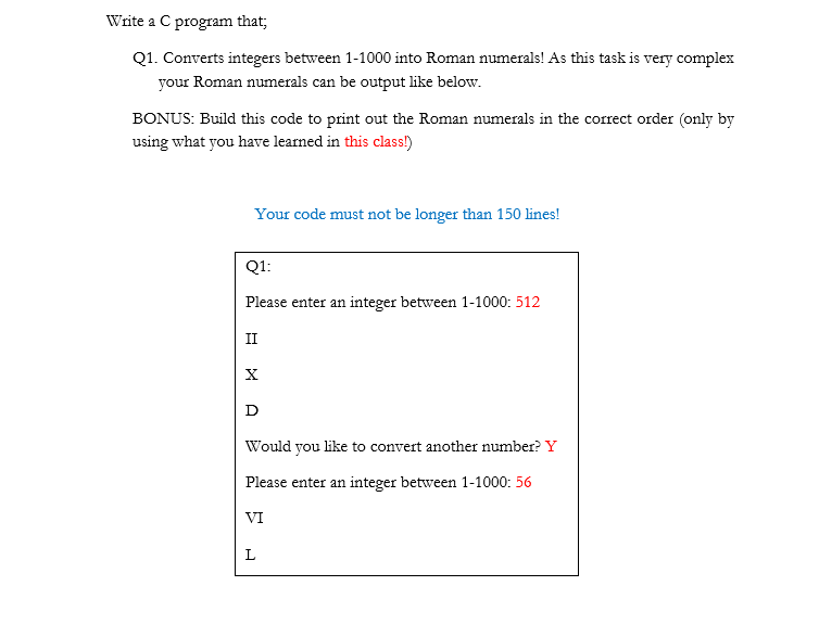 Solved Write a C program that; Q1. Converts integers between | Chegg.com