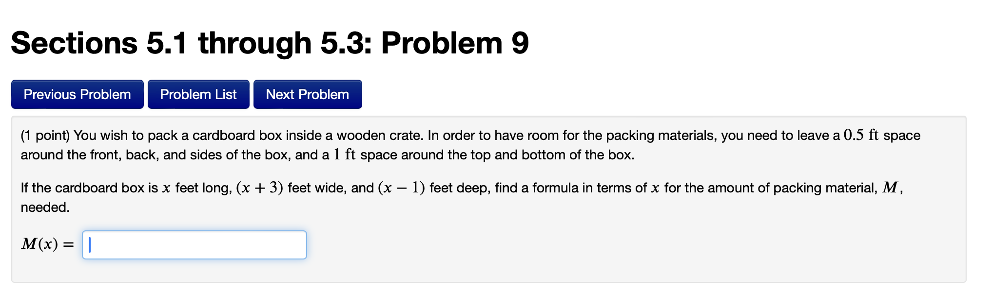 Solved (1 ﻿point) ﻿You wish to pack a cardboard box inside a | Chegg.com