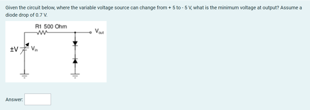 Solved Given the circuit below, where the variable voltage | Chegg.com