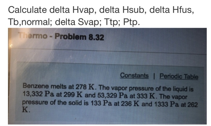 Solved Calculate delta Hvap, delta Hsub, delta Hfus, | Chegg.com