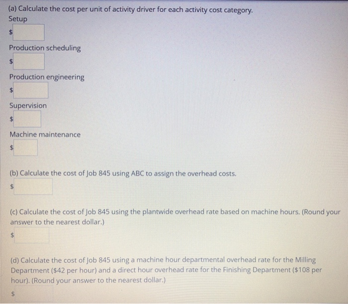 Solved Calculating Activity-Based Costing Overhead Rates | Chegg.com