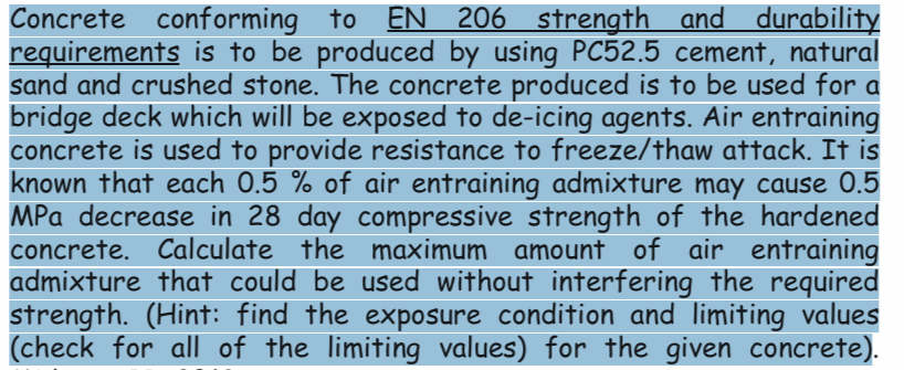 Solved by an EXPERT Concrete conforming to EN 206 ﻿strength and | Chegg.com