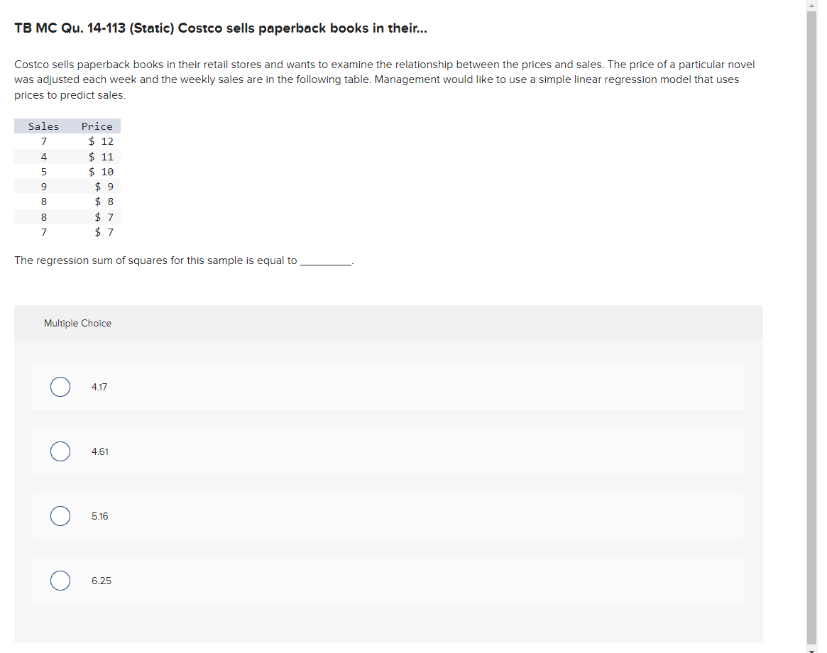 Solved TB MC Qu. 14-113 (Static) ﻿Costco sells paperback | Chegg.com