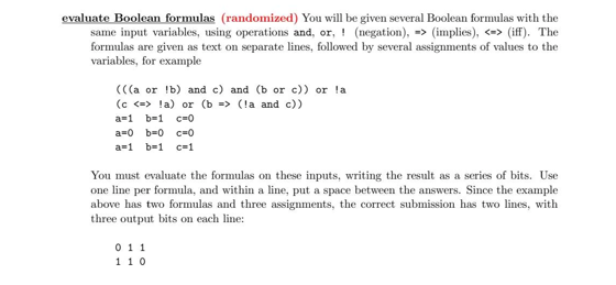 Solved evaluate Boolean formulas (randomized) You will be | Chegg.com
