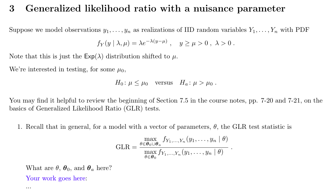 Solved Generalized likelihood ratio with a nuisance | Chegg.com