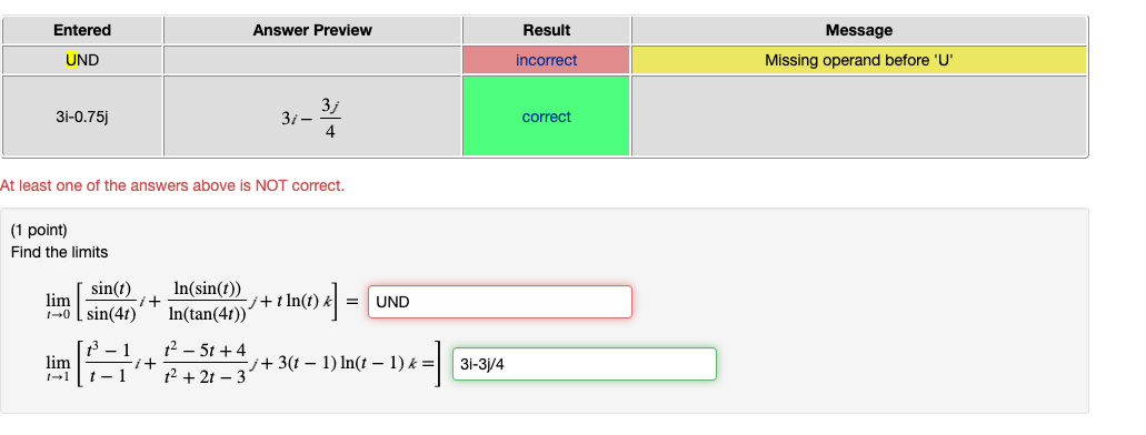 Solved Entered Answer Preview Result Message Missing operand | Chegg.com