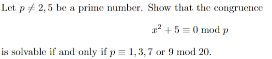 Solved Let p =2,5 be a prime number. Show that the | Chegg.com