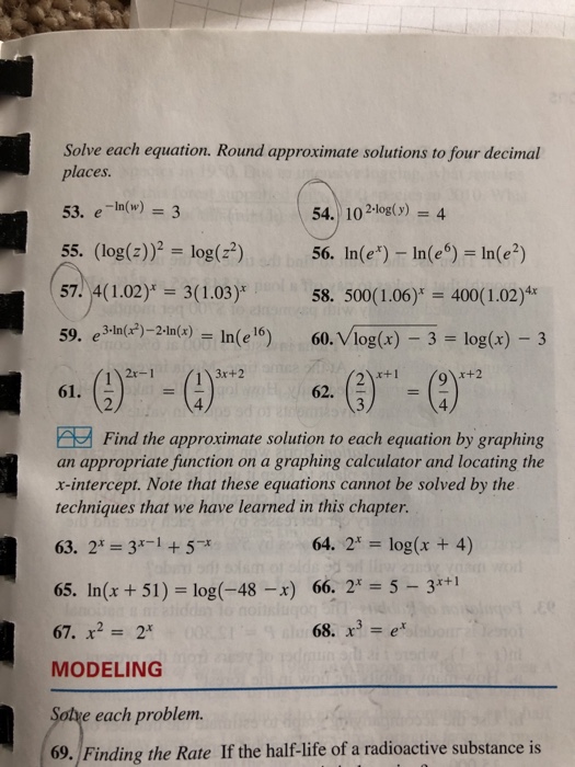 Solved Solve each equation. Round approximate solutions to | Chegg.com