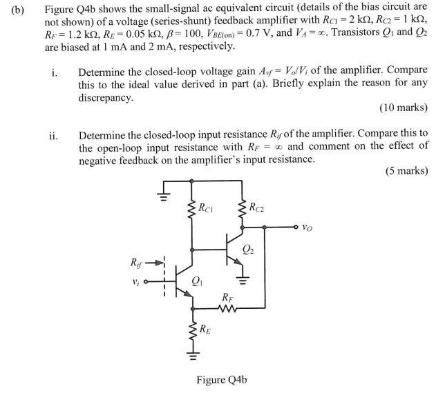 Solved Figure Q4b shows the small-signal ac equivalent | Chegg.com