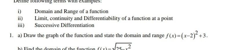 Solved examples: i) Domain and Range of a function ii) | Chegg.com