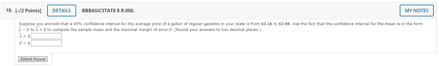 Solved xˉ−E to xˉ+E to compute the sample mean and the | Chegg.com