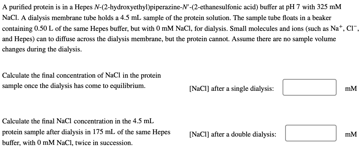 Solved A purified protein is in a Hepes | Chegg.com
