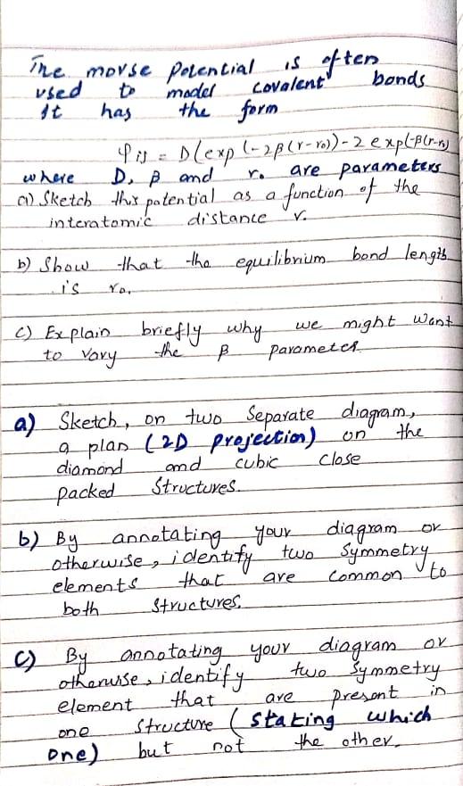 Solved Tre movse potential is often vsed to mader covalent | Chegg.com