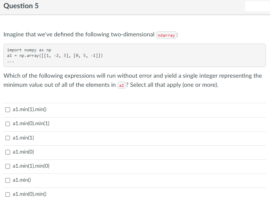 Solved Which of the following expressions will run without | Chegg.com