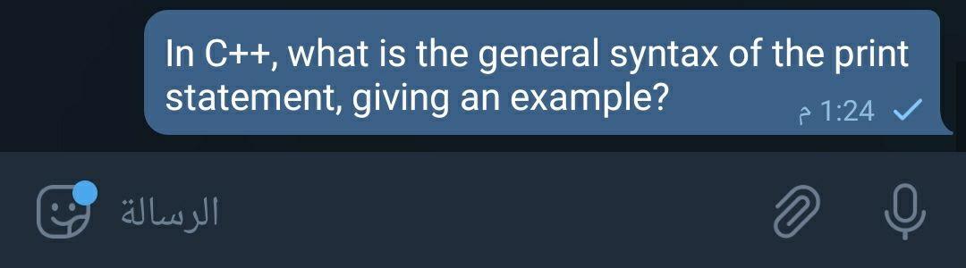 Solved In C++, what is the general syntax of the print | Chegg.com