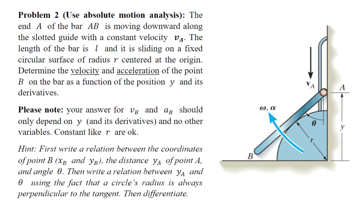 Solved Problem 2 (Use absolute motion analysis): The end A | Chegg.com