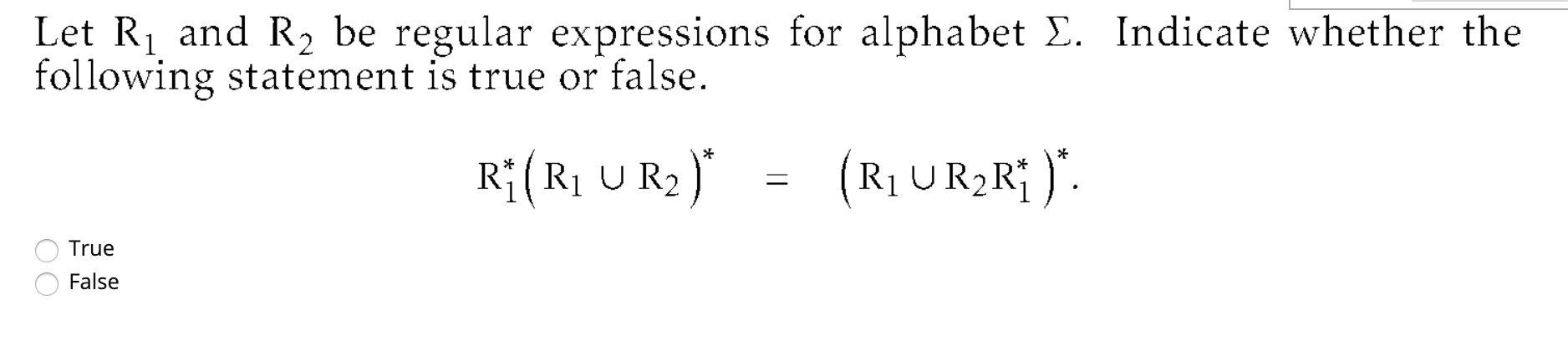 Solved Let R1 and R2 be regular expressions for alphabet 2. | Chegg.com
